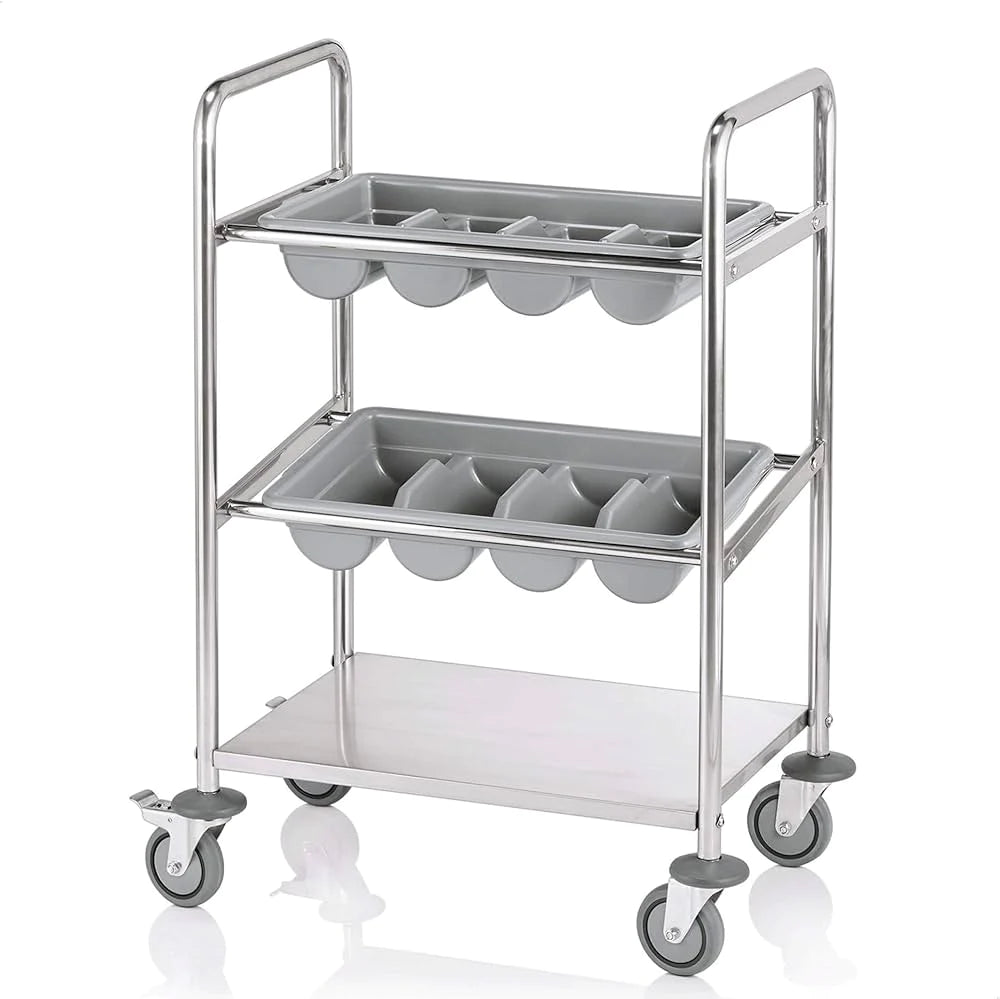 Omega Cutlery Trolley for Cutlery with 2 Cutlery Inserts, Stainless St