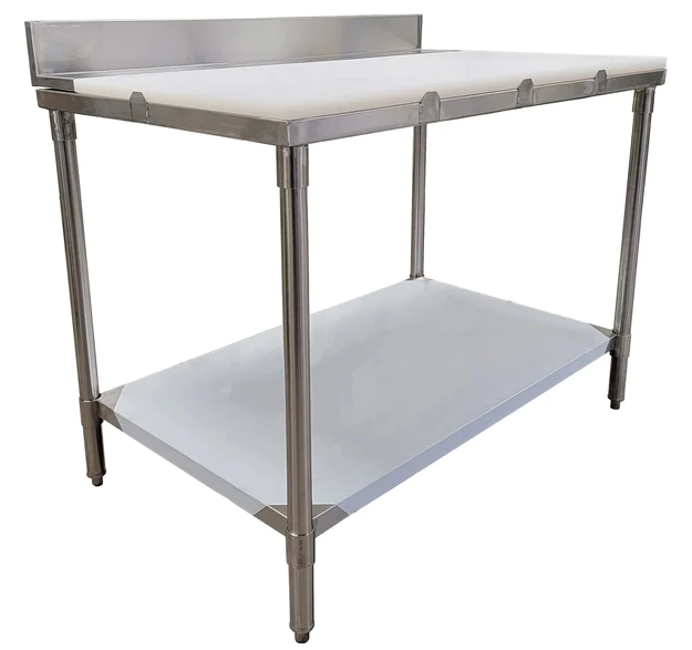 Omega Heavy Duty 16 Ga. (1.5mm) Butcher Tables With 1" Cutting Board