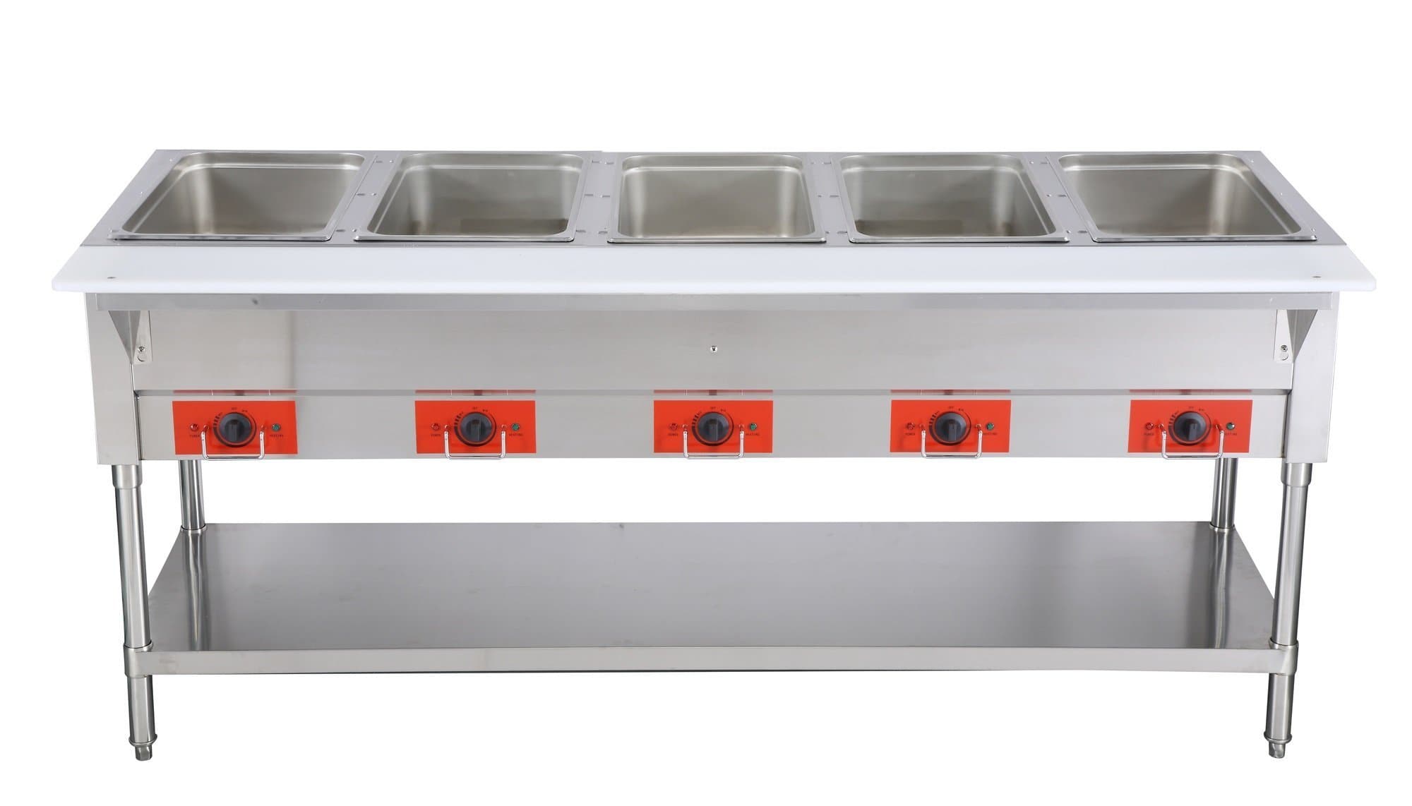 Omega FZ-06E Electric 5 Well Steam Table - 208-240V, NO WATER REQUIRED