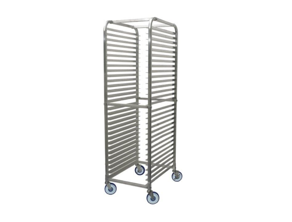 Winco ALRK-30BK Aluminum WELDED 30-Tier Sheet Pan Rack with Brake, 2″